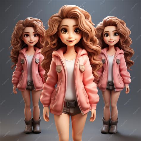 Premium Ai Image A Cute Multiple Poses Animated Character Of A Girl