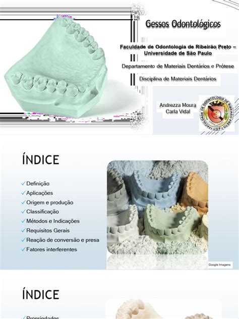 Tipos De Gesso Odontológico E Aplicações Pdf Gipsita Odontologia