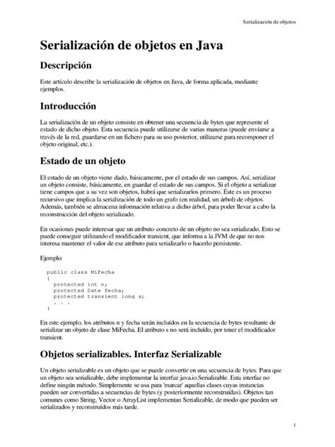 Serializacion Objetos Java Pdf