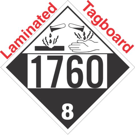Corrosive Class 8 Un1760 Tagboard Dot Placard