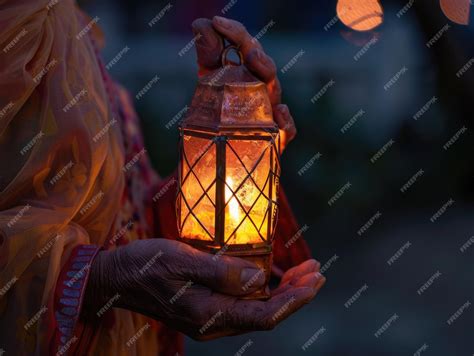 Person Holding A Lantern Premium Ai Generated Image