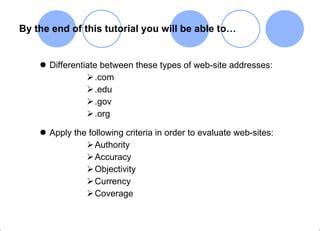 Website Evaluation Ppt