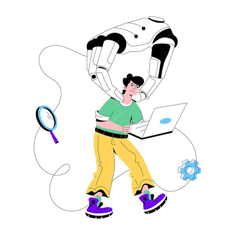 Premium Vector Flat Illustration Showing Ai Engineer Working On Laptop
