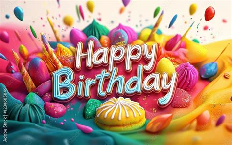 Of Happy Birthday Written With Indian Sweets Like Gulab Jamun And Jalebi On A Colorful Holi