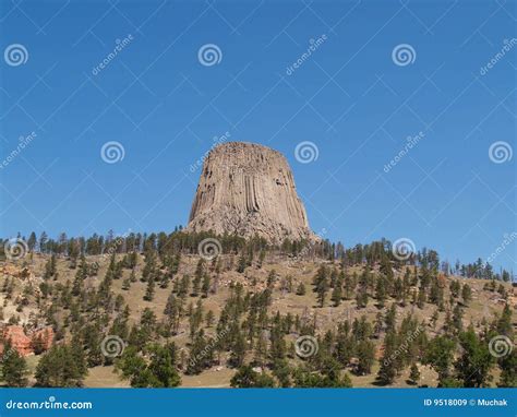 Devils Tower Rock Formation Stock Image Image Of Igneous Scenery