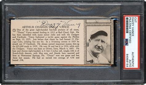 Dazzy Vance Autograph Psa