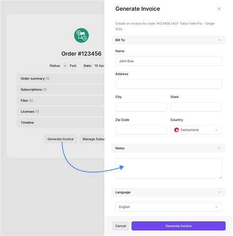 Get A Custom Invoice Acf Table Field Pro Add On Docs