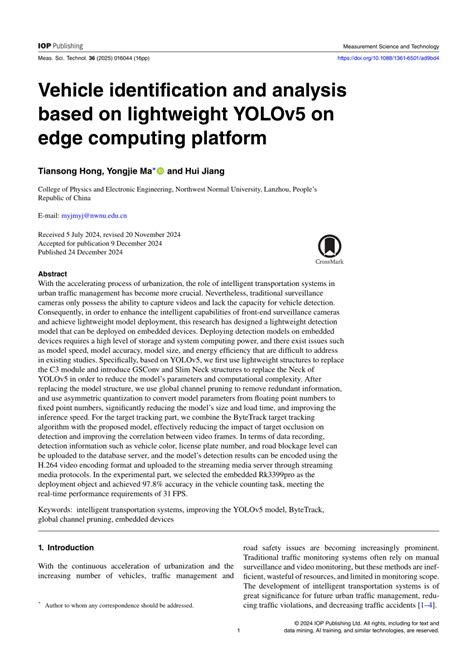 Vehicle Identification And Analysis Based On Lightweight Yolov5 On Edge