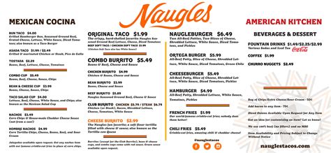 Menu Stanton Cas Naugles Tacos And Burgers Sirved