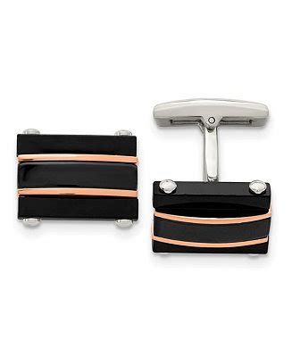 Chisel Stainless Steel Polished Black And Rose Ip Plated Cufflinks Macys