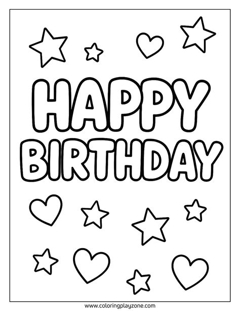 Happy Birthday Bubble Letters Coloring Page
