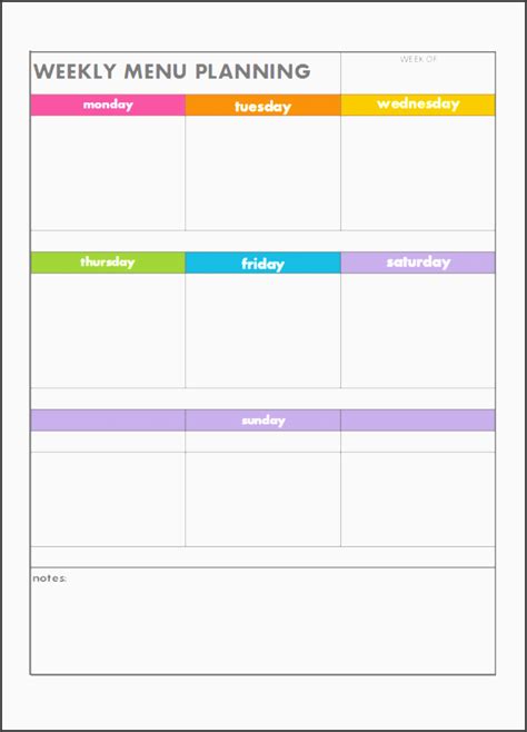Editable Weekly Meal Planner Template