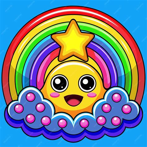 Premium Vector A Rainbow With A Star On It And A Rainbow In The Sky