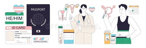Gender Transition Consequences Set Gender Affirming Therapy Positive Stock Illustration