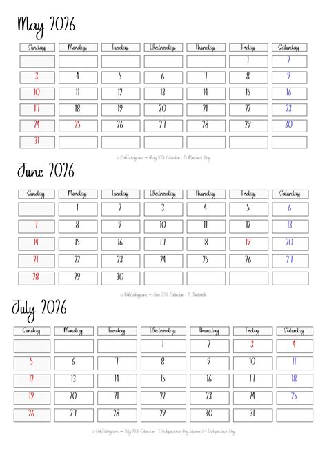 May June July 2026 Calendar Printable Pdf