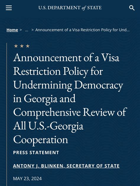 Ia Meurmishvili On Linkedin The Us Imposed Visa Restriction For