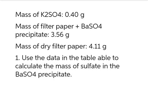 Answered Mass Of K2so4 040 G Mass Of Filter Bartleby