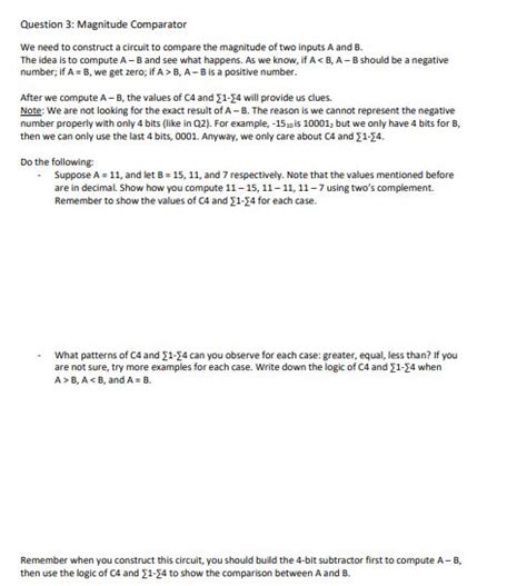solved question 3 magnitude comparator we need to construct