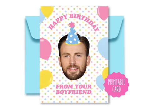 Chris Evans Birthday Card Chris Evans Card Chris Evans Etsy