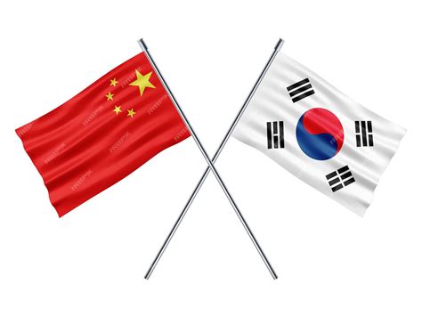 Premium Photo A Chinese And South Korea Flag With A White Background