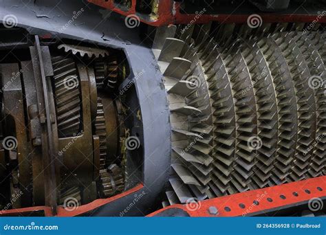 Cut Away Of Early Jet Engine Showing Alloy Compressor Blade