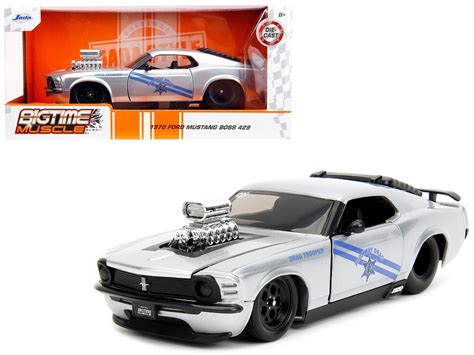 Jada 35021 Bigtime Muscle 1970 Ford Mustang Boss 429 With Engine Blower Highway Drag 1 24 Silver