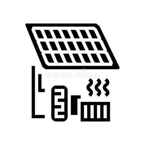 Heating Solar Panel Glyph Icon Vector Illustration Stock Vector