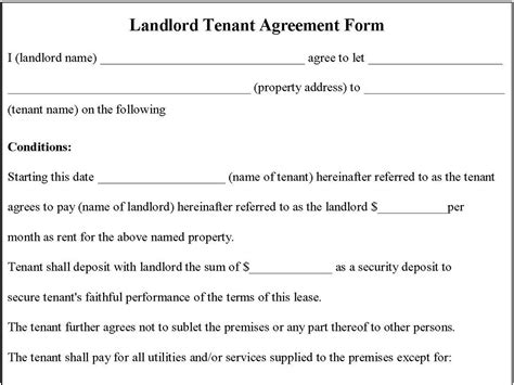Landlord Tenant Agreement Fillable Pdf Form Editable Pdf Forms