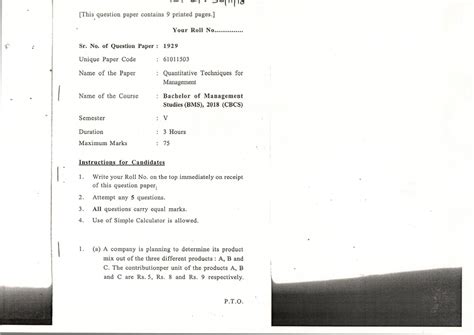 2018 Quantitative Techniques For Management Copy Bachelors Of