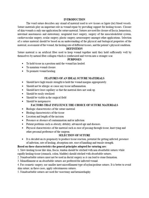Suture Material Pdf Note Pdf Surgical Suture Surgery