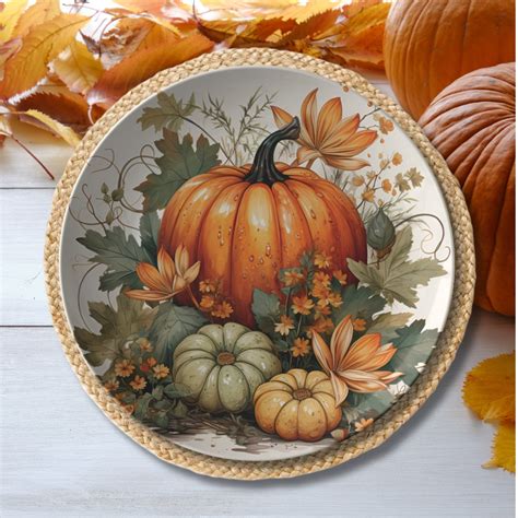 Pumpkin Plates Fall Dinnerware Thanksgiving Table Decor Fall Decor