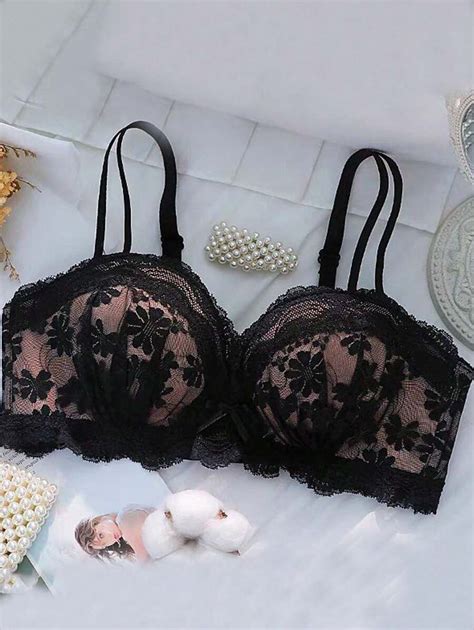 Push Up Lace Bra Non Wired Anti Side Boob Thick Padding Strapless Sexy Suitable For Small