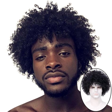 Becus 8 Inch Afro Wig For Black Men Short Kinky Curly