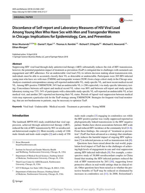 Discordance Of Self Report And Laboratory Measures Of Hiv Viral Load