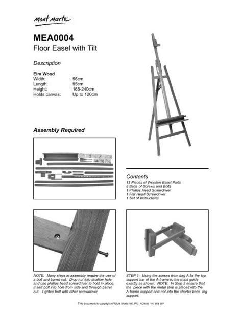 Mea0004 Easel Assembly Instructionspdf Art To Art