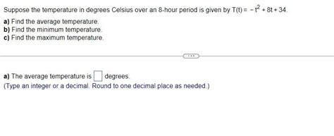 Solved Suppose The Temperature In Degrees Celsius Over An