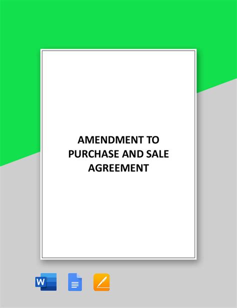 Amendment To Purchase Agreement Template