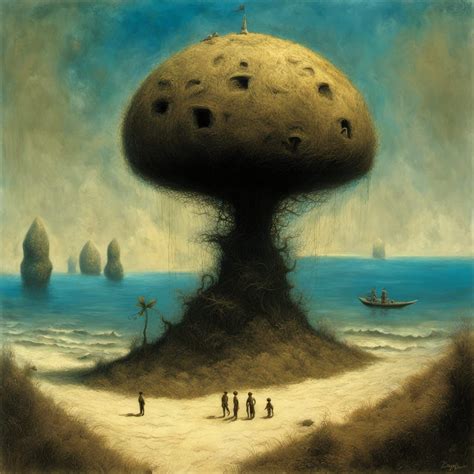 Mysterious Surrealist Scene On Deserted Island Ai Art