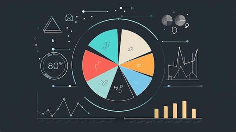 A Pie Chart On A Black Background Surrounded By Diagrams Premium Ai