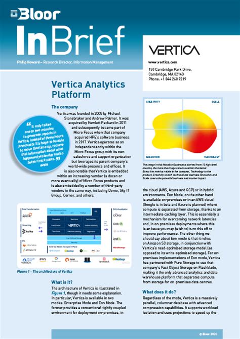Vertica Analytics Platform 2020 Bloor Research