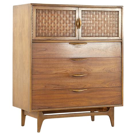 Jack Cartwright Style Ramseur Midcentury Walnut And Brass Highboy