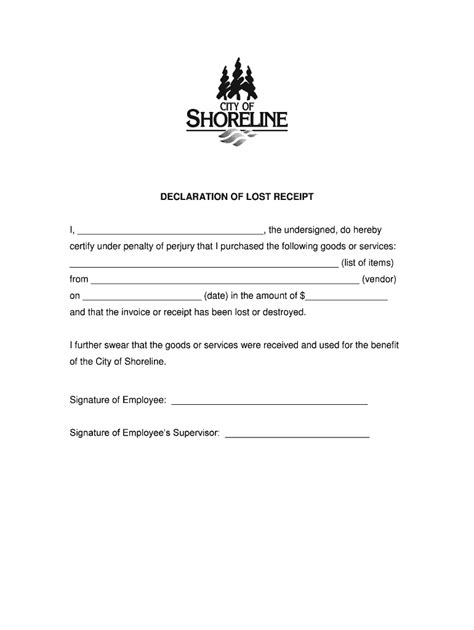 Fillable Online Declaration Of Lost Receipt Fax Email Print Pdffiller
