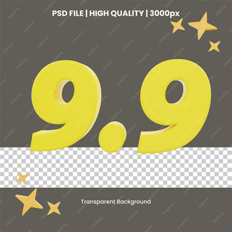 Premium Psd 3d Rendering Number 99 With Stars Icon Object