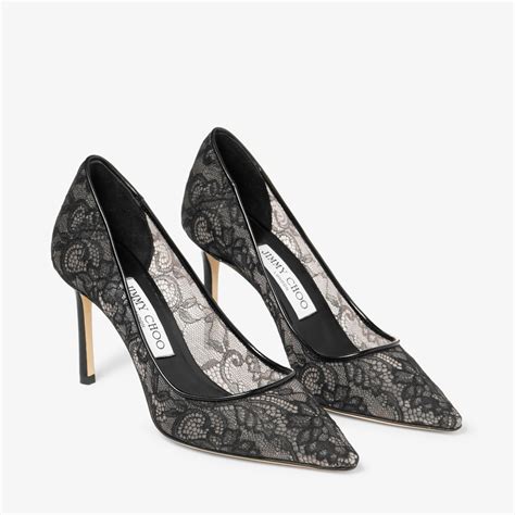 Romy 85 Black Jimmy Choo Lace Pumps Jimmy Choo