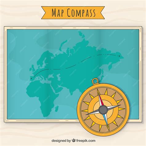 Free Vector Compass On World Map Background