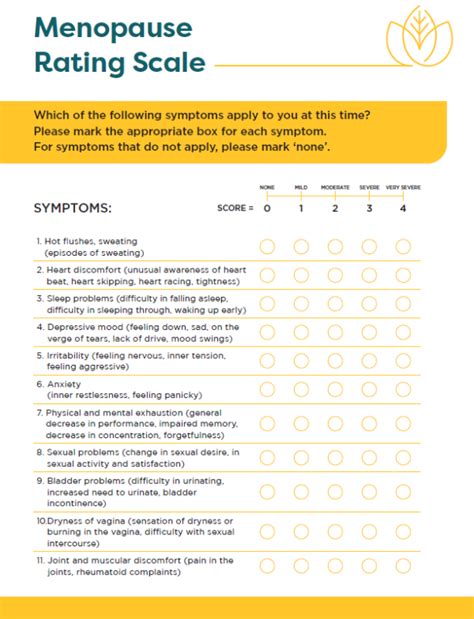Menopause Rating Scale Assess Symptoms Sfi Health Insights