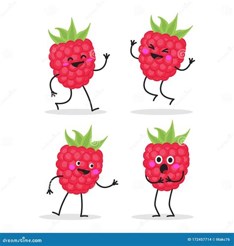 Raspberry Cute Kawaii Vector Character 178582298