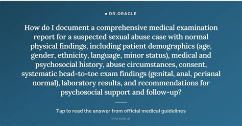 How Do I Document A Comprehensive Medical Examination Report For A