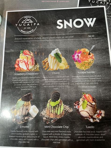 Online Menu Of Element Shaved Ice Restaurant Yucaipa California