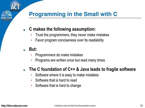 ppt programming in the small c c java pitfalls and ada benefits
